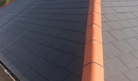 Re-roof with man-made slates - Dorset Roofing Services Ltd